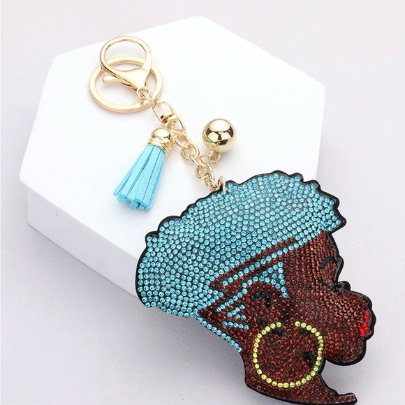 Accessories | Afro Girl Bling Keychain With Tassel | Poshmark